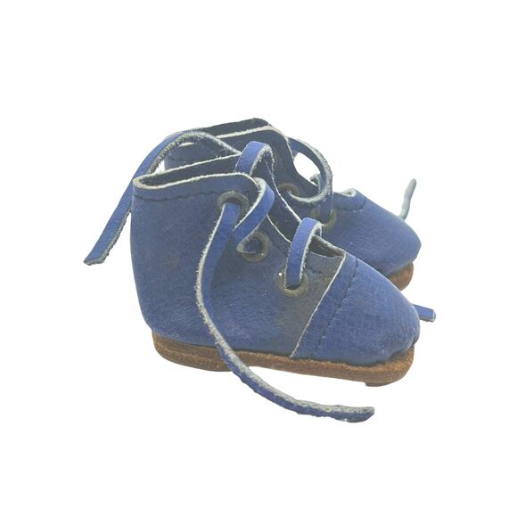 Vintage | Accents | Tiny Shoes Cobbled Blue Leather Lace Up Round Toe ...